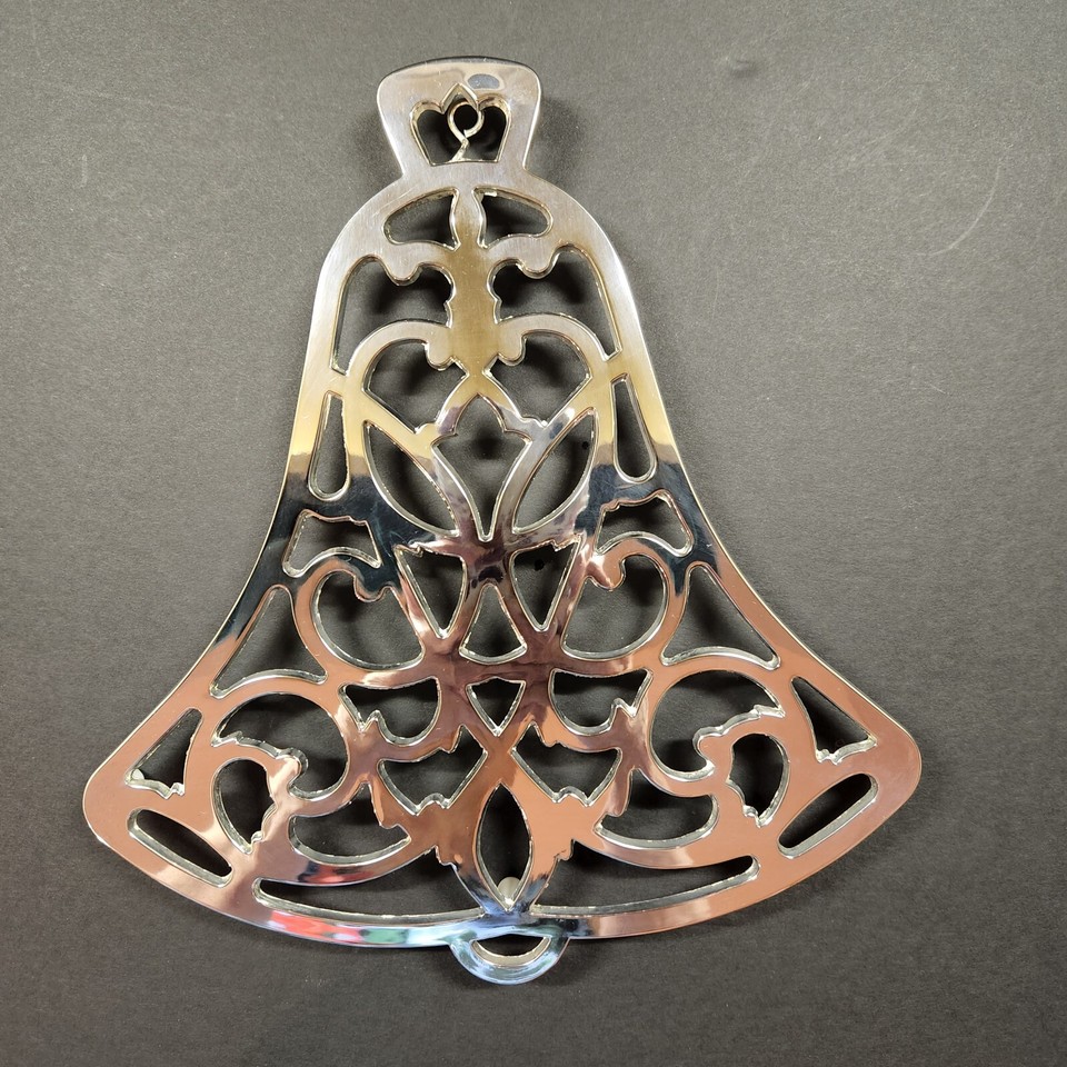 Wm A Rogers Silver Plated Christmas Bell Trivet Hot Pad Holiday Home ...