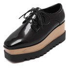 Women Fashion Lace Up Slope Thick Soled Platform Shoes Casual Pu ...