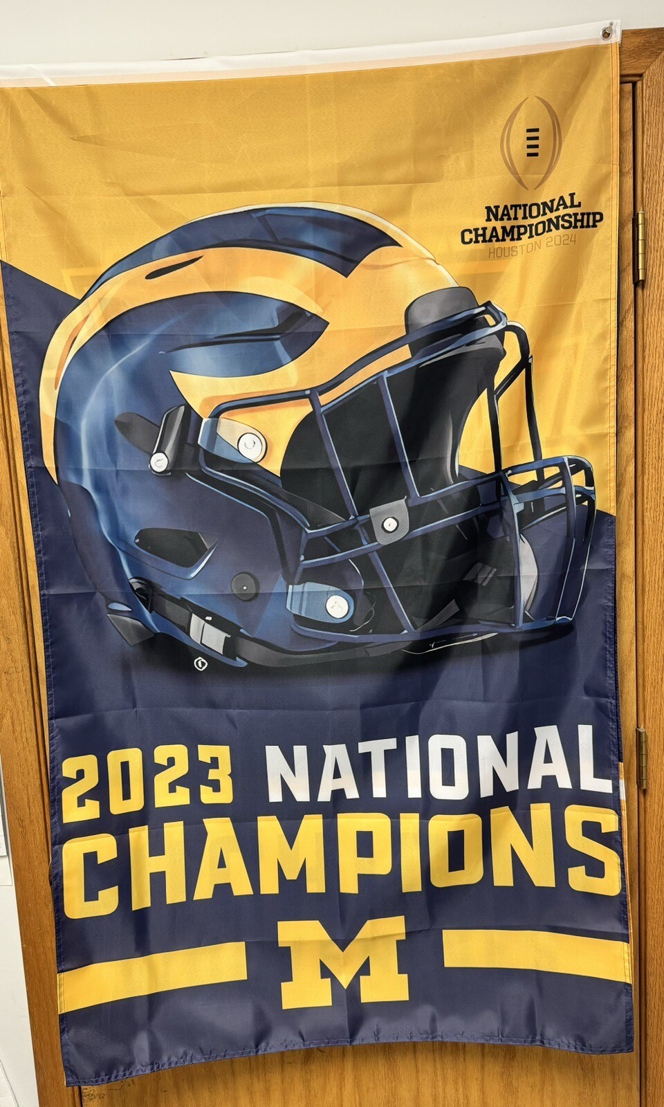 Michigan Wolverines 2023 National Champions (3’x 5’) Flag Helmet LOGO ...