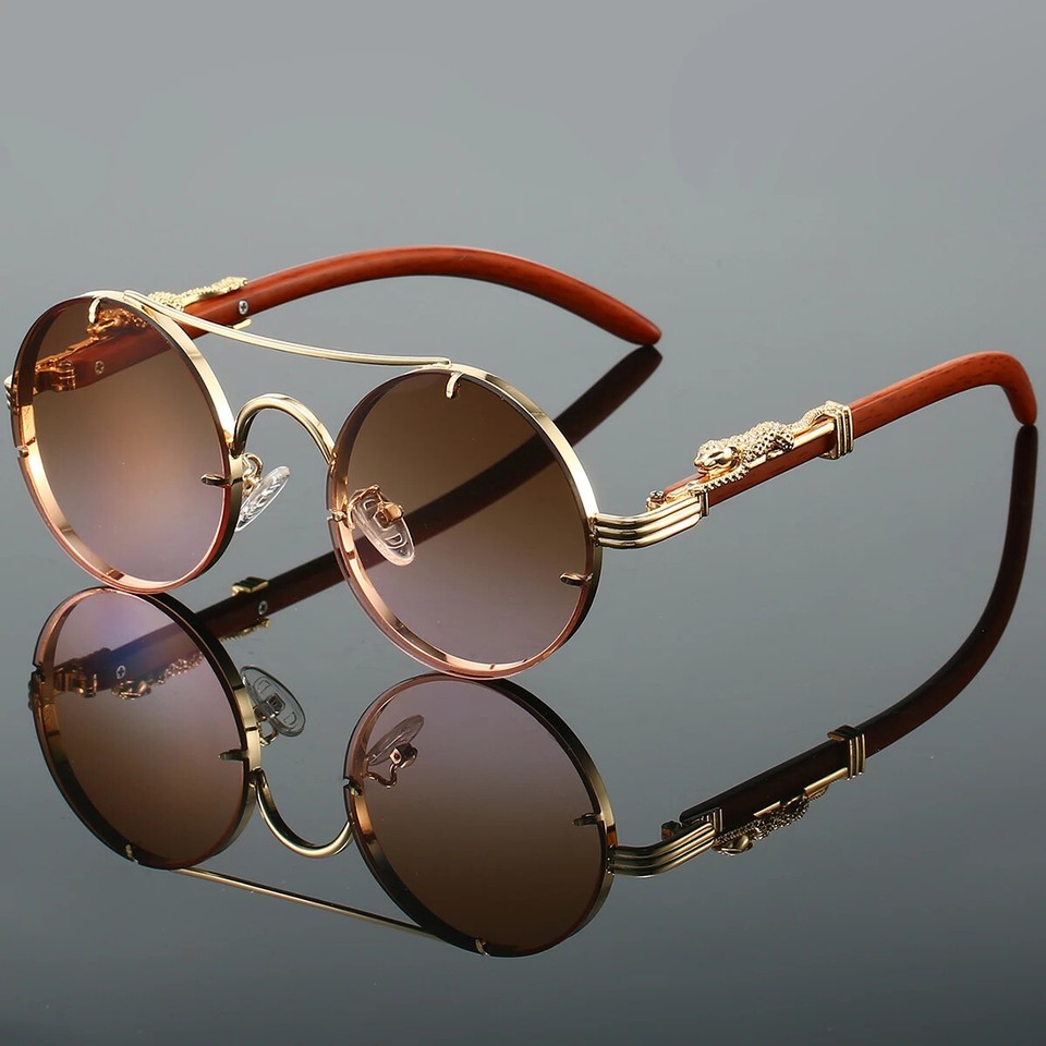 Vintage Round Sunglasses Men Women Retro Style Double Bridge Multicolor ...