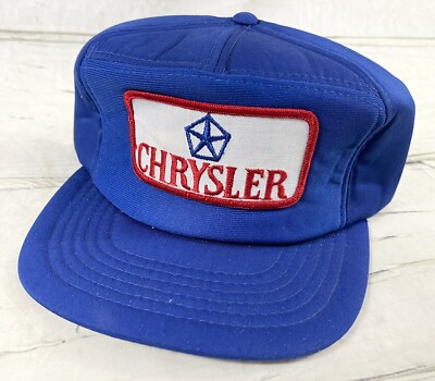 Vintage 80's Chrysler Patch Snapback Hat Foam Blue Trucker Cap Spell ...
