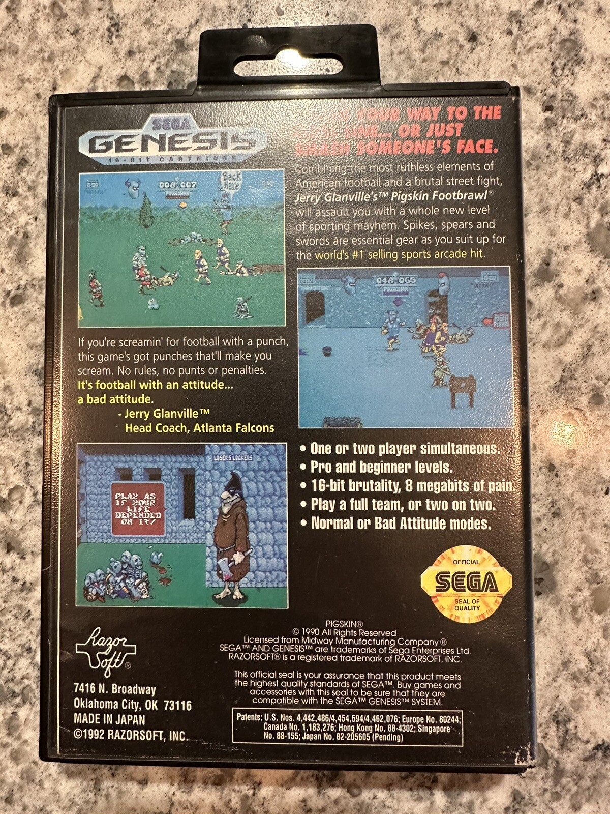 Jerry Glanville's Pigskin Footbrawl (Sega Genesis, 1992) for sale ...