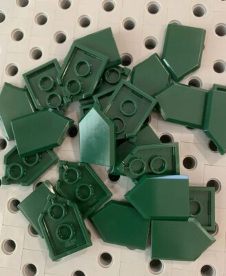 Lego 2x3 Dark Green Flat Tiles With Angle Smooth Finishing Floor Lot Of ...