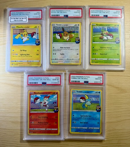 PSA GRADE 10 POKEMON FUTSAL 2020 ON THE BALL FULL SET - PIKACHU EEVEE ...