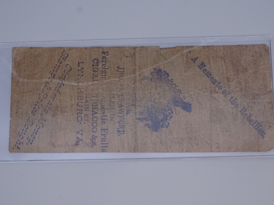 Civil War Virginia Treasury Note $1.00 Bill 1862 In Good Condition C ...