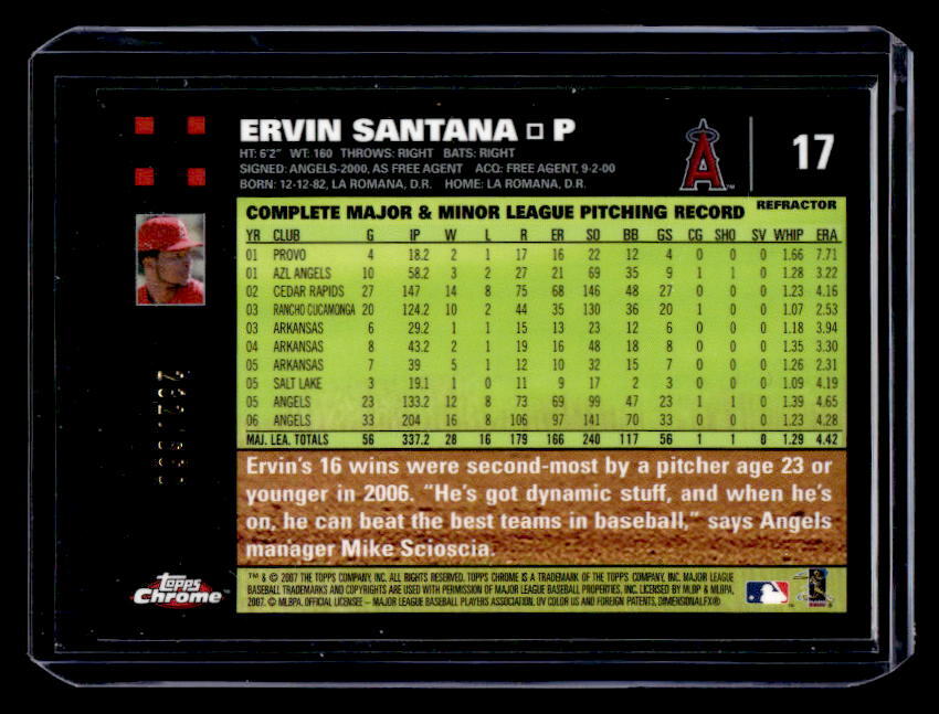 2007 Topps Chrome #17 Ervin Santana White Refractor | eBay