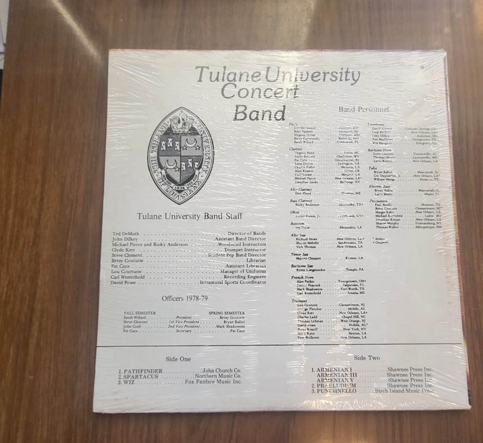 Tulane University Concert Band Vinyl LP Record Sealed | eBay