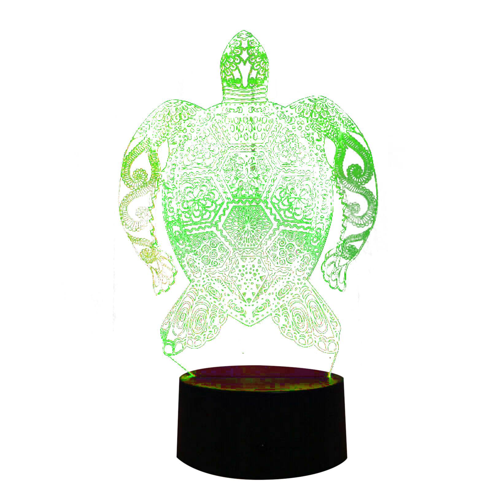 3D Sea Turtles 7-Color Charging LED Illusion Night Light Touch Switch ...