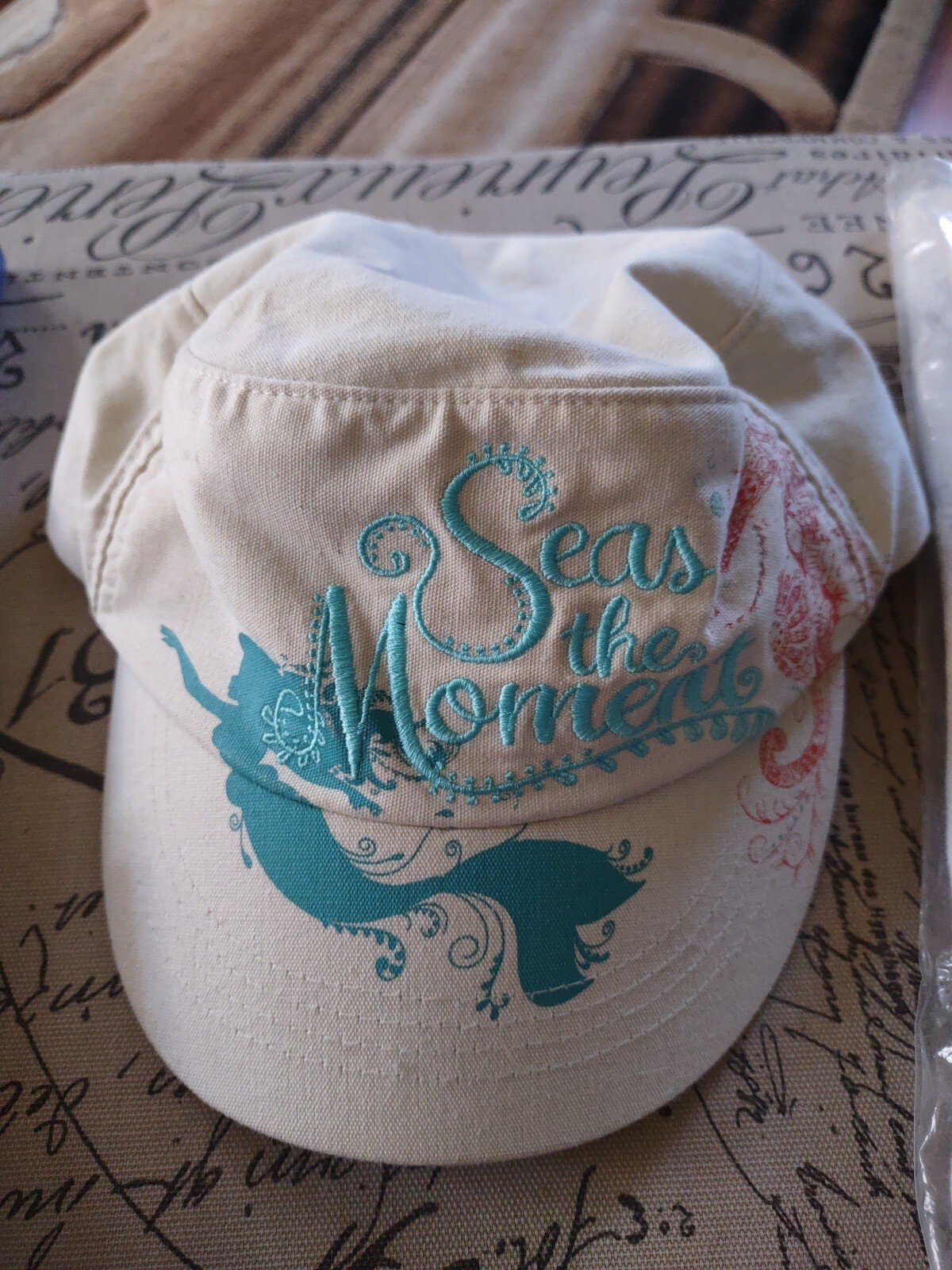 Disney Parks Little Mermaid Ariel Seas the Moment Cadet Cap Hat Beige ...
