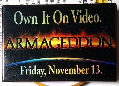 Vintage 1999 Armageddon Pinback Button Space Movie Advertising Ben ...
