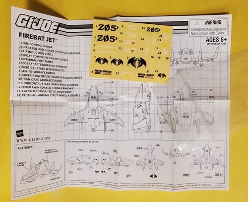 Cobra Firebat Jet Blueprint & Stickers GI Joe | eBay