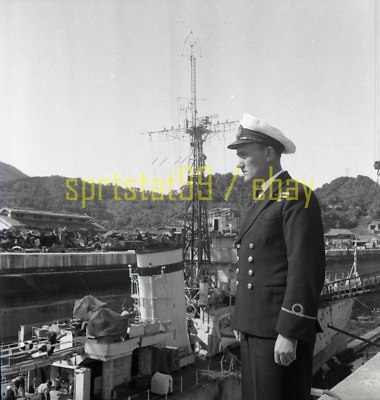 Royal Navy Officer Overlooking HMS Constance D71 in Dry Dock - Vtg Ship ...