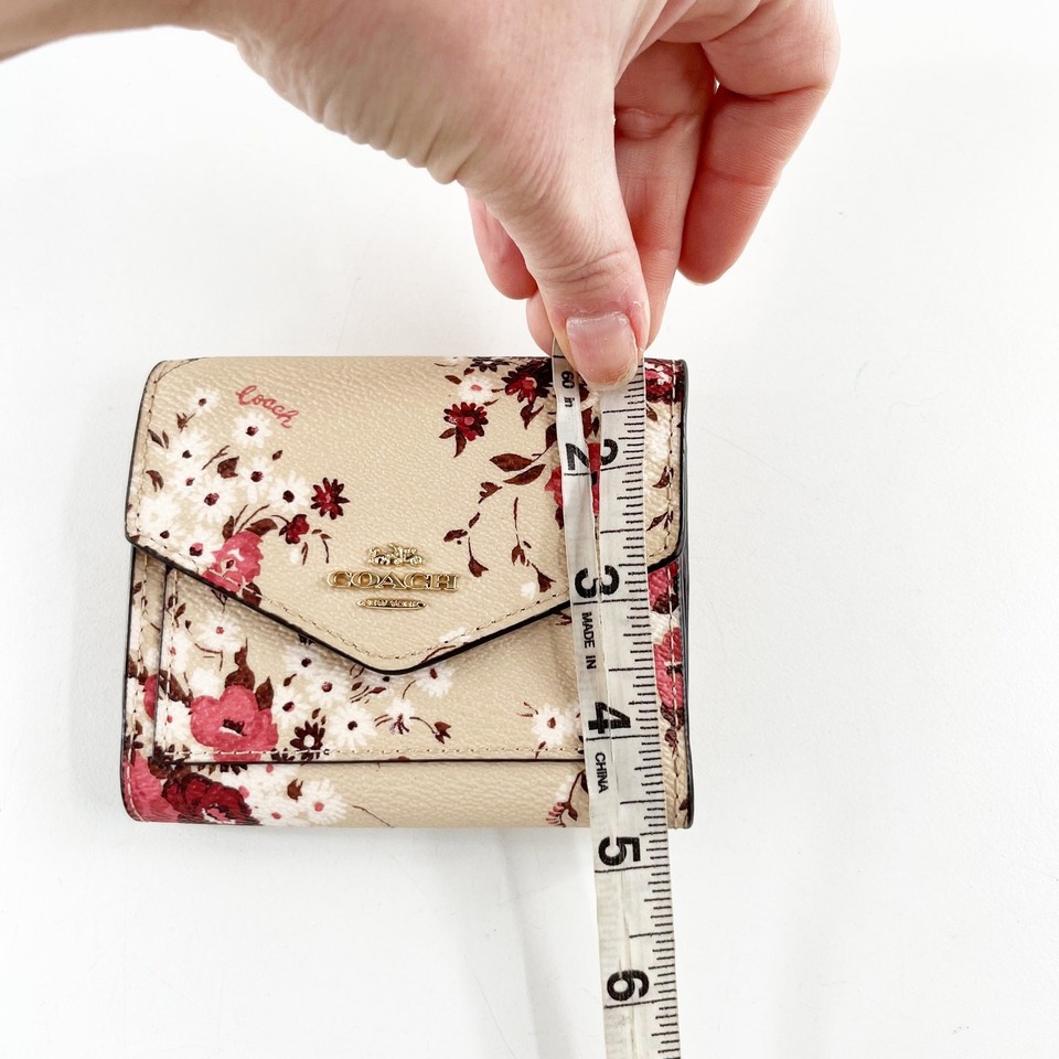 Coach Square Trifold Floral Snap Wallet Cream | eBay UK