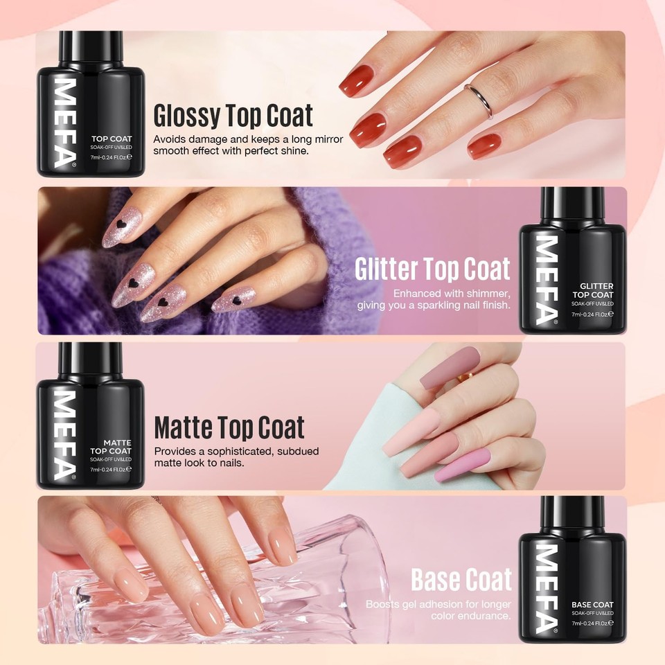 MEFA Gel Nail Polish Kit with U V Light, 32 Colors All Seasons Soak Off ...