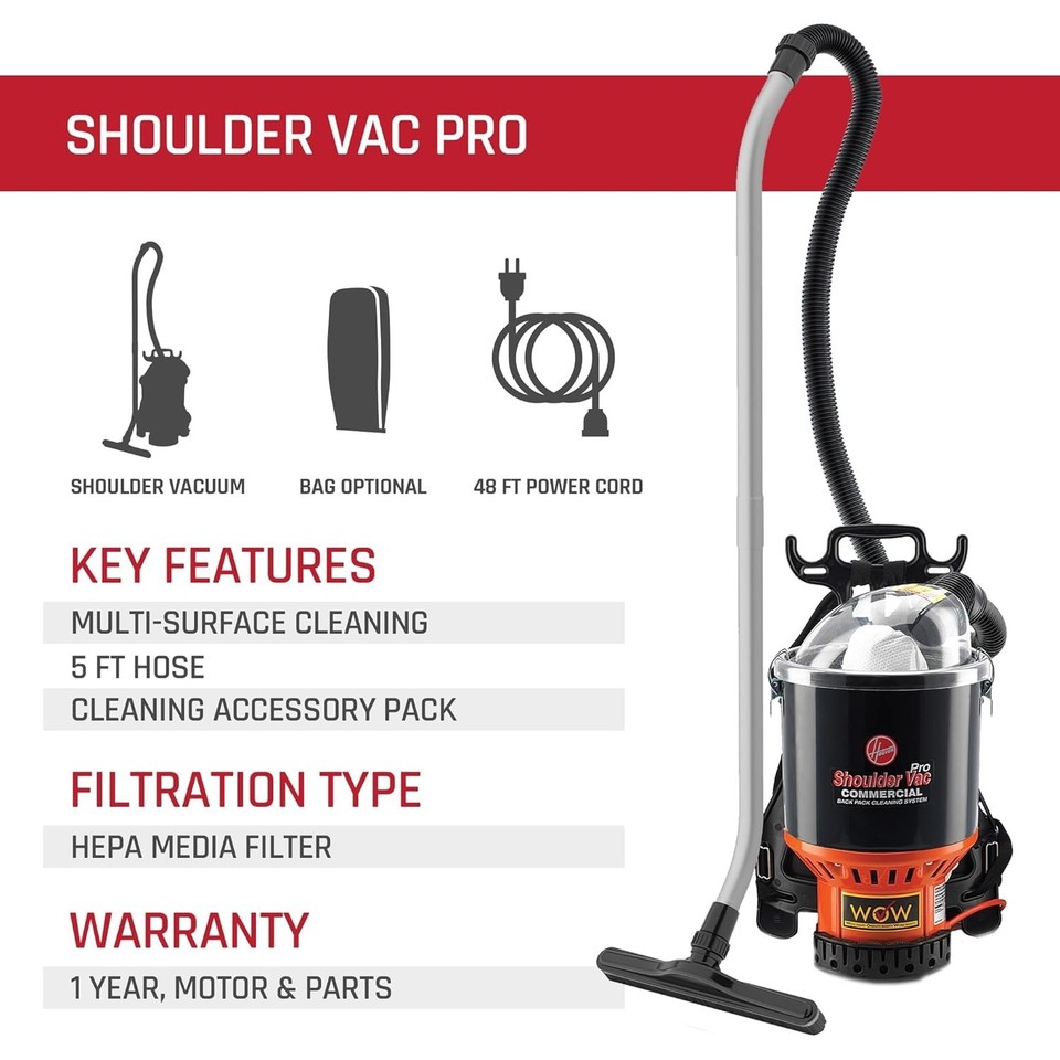 Commercial Shoulder Vac Pro Backpack Bagged Vacuum Cleaner, | eBay