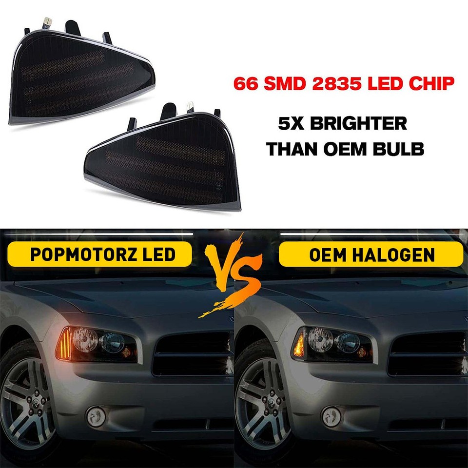 For 06-10 Dodge Charger Smoked Lens Front Turn Signal Lamps Corner ...