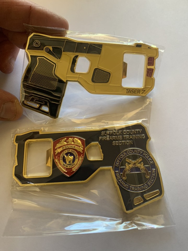 SUFFOLK COUNTY POLICE TASER 7 FIREARMS RANGE OPENER SCPD CHALLENGE COIN ...