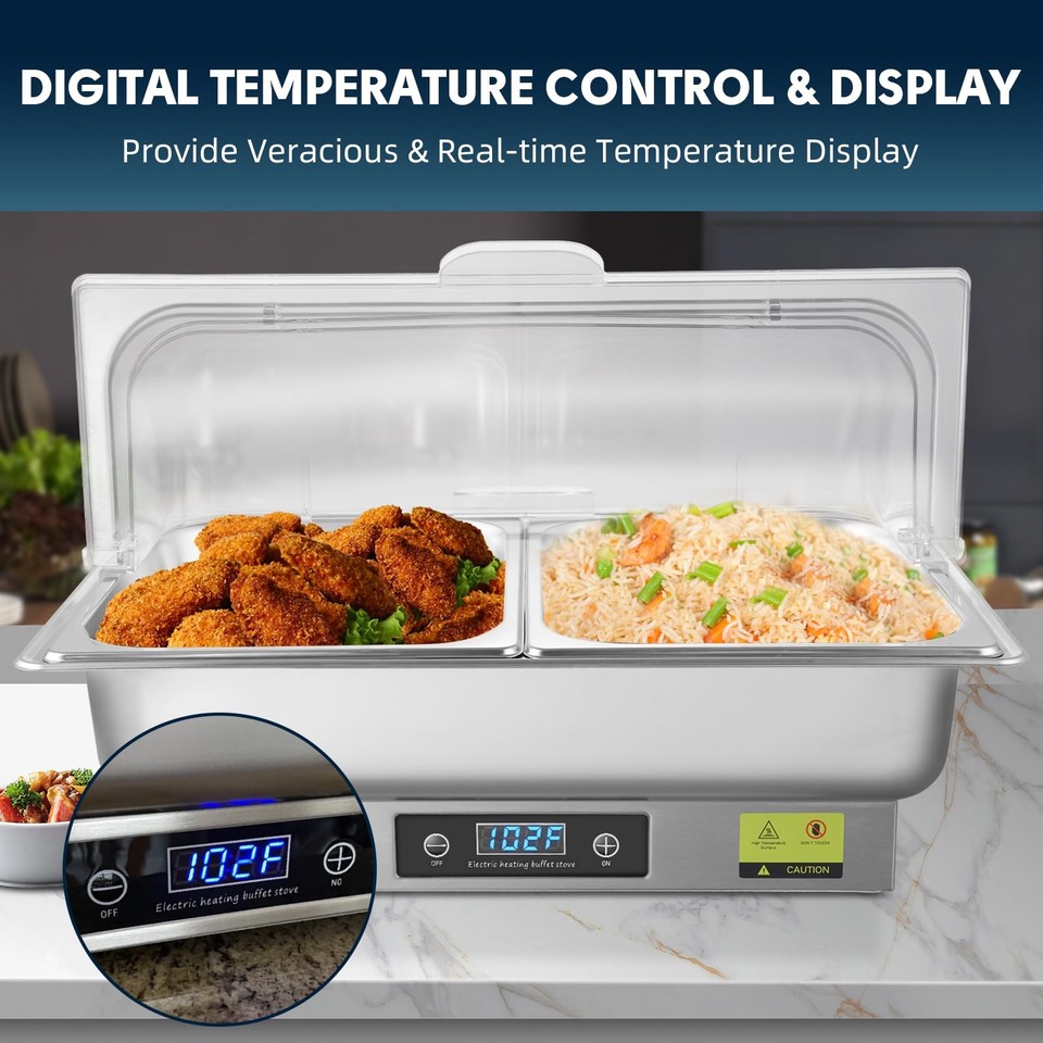 Electric Chafing Dish, 2 x 4.5QT Half Size Electric Chafing Dish Buffet ...
