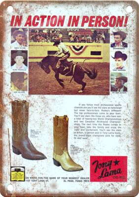 Tony Lama Boots Vintage Magazine Ad 12" x 9" Reproduction Metal Sign ...