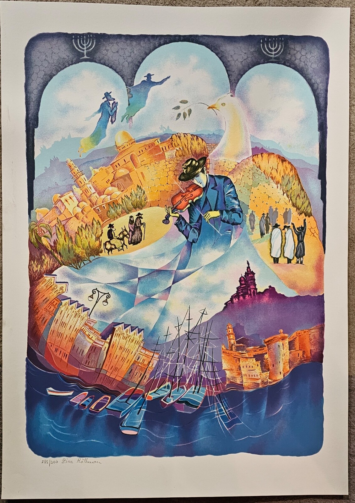 Zina Roitman Serigraph Hand Signed Limited Edition Violin Sail Art ...