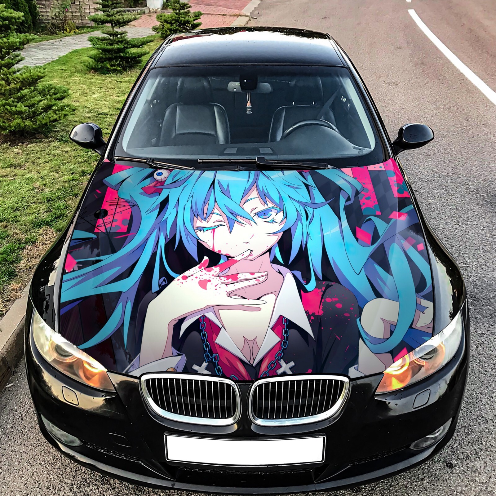 Miku Anime Girl Car Hood Wrap Decal Vinyl Sticker Full Color Graphic