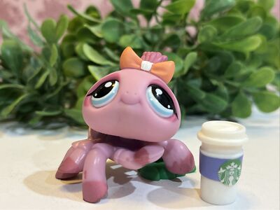 Littlest Pet Shop 991 LPS Authentic Pink Purple Spider Orange Bow Blue ...