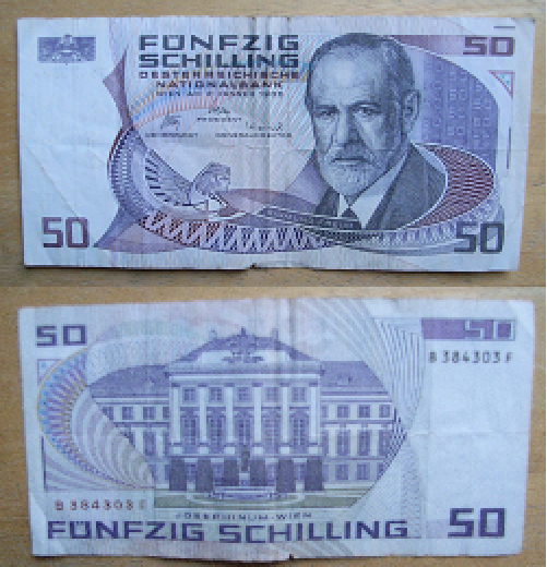 20 Zwanzig Schilling & 50 Funfzig Schilling Austrian Banknote - 1986 ...