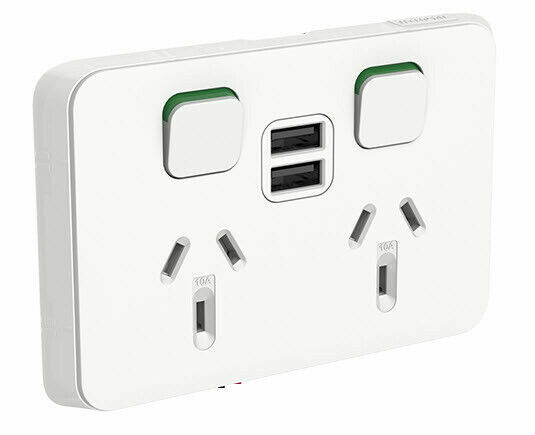 Clipsal Iconic 3025USB2VW Double Power Point GPO With Twin USB Charger ...