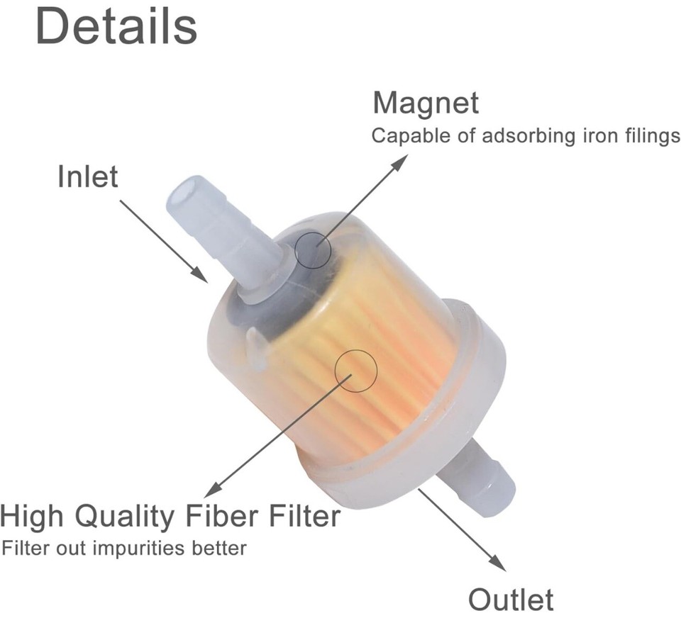 50PCS Motor Inline Gas Oil Fuel Filter Small Engine For 1/4'' Line 6 ...