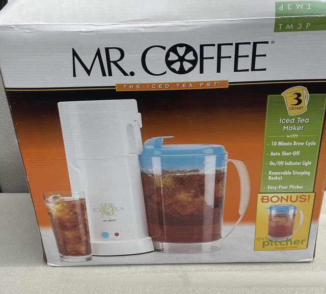 Mr. Coffee TM3P 3-Quart Iced Tea Pot Maker with Blue Lid Pitcher for ...