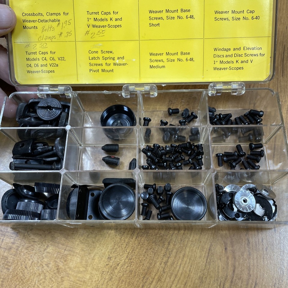 Vintage Weaver Scope Kit-Screws-Nuts-Turrent Caps Windage Discs Clamps ...