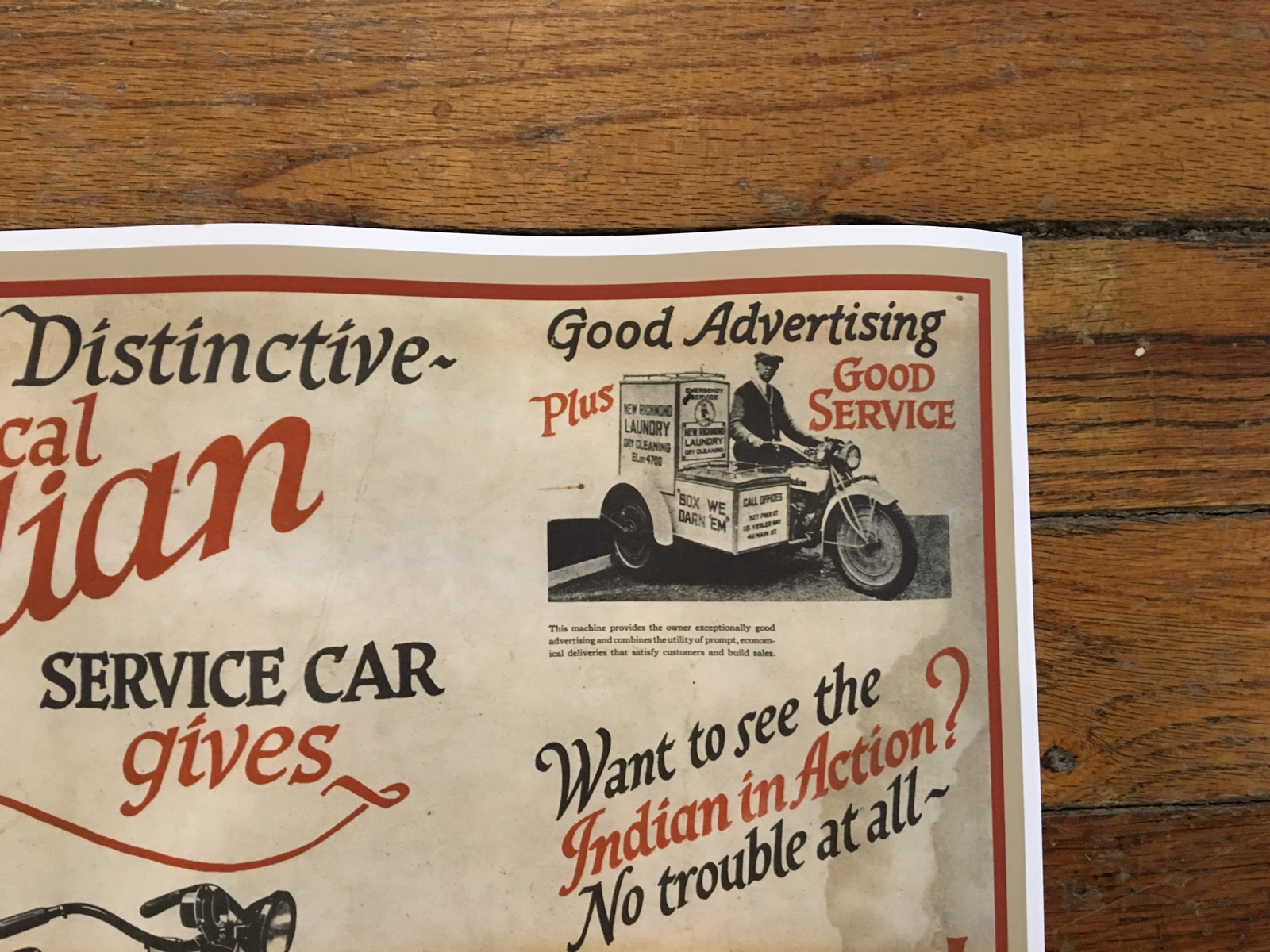 Vintage Replica Poster The Indian Service Car Chuck Myles Cardstock 24 ...