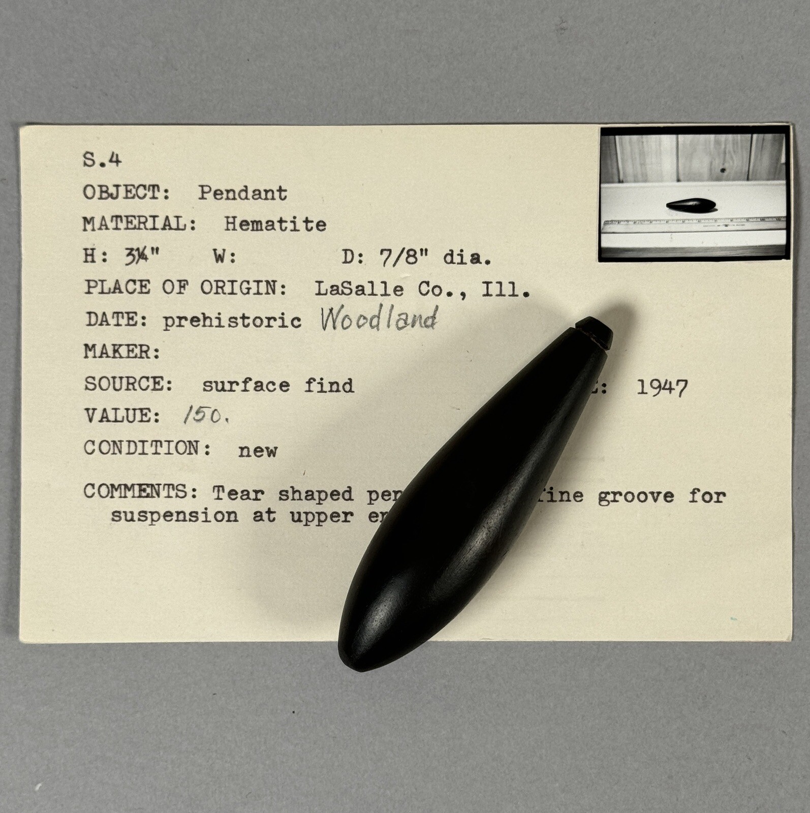 Native American Indian Hematite Stone Plummet Tool Pendant Amulet Bola ...