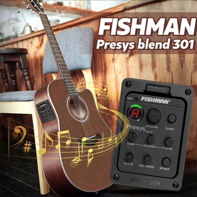 Fishman 4 Band 301 EQ Tuner Piezo Mic Presys Blend Acoustic Guitar ...