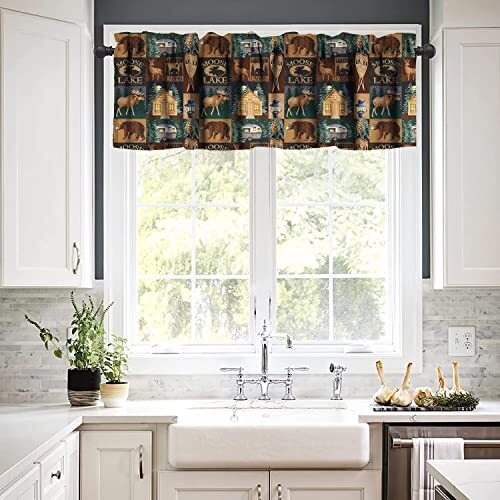 Rustic Farmhouse Kitchen Valances 54"W x 18"L (Pack of 1) Rustic Cabin ...