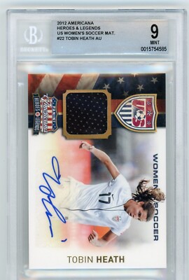 2012 PANINI AMERICANA TOBIN HEATH JERSEY SIGNATURE AUTO BGS 9 USA ...
