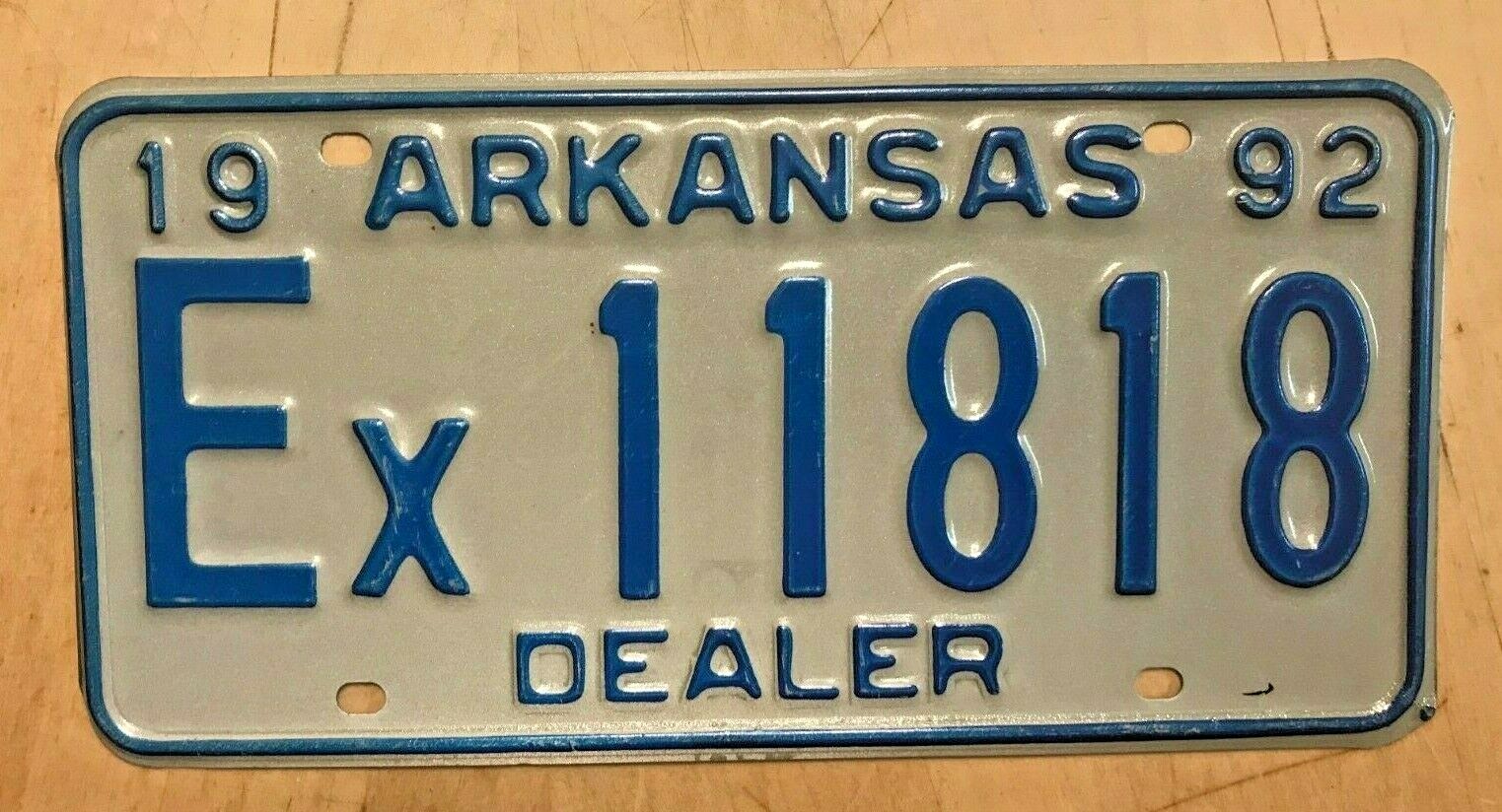 1992 ARKANSAS NEW USED CAR AUTO DLR LICENSE PLATE " EX 11818 " AR | eBay