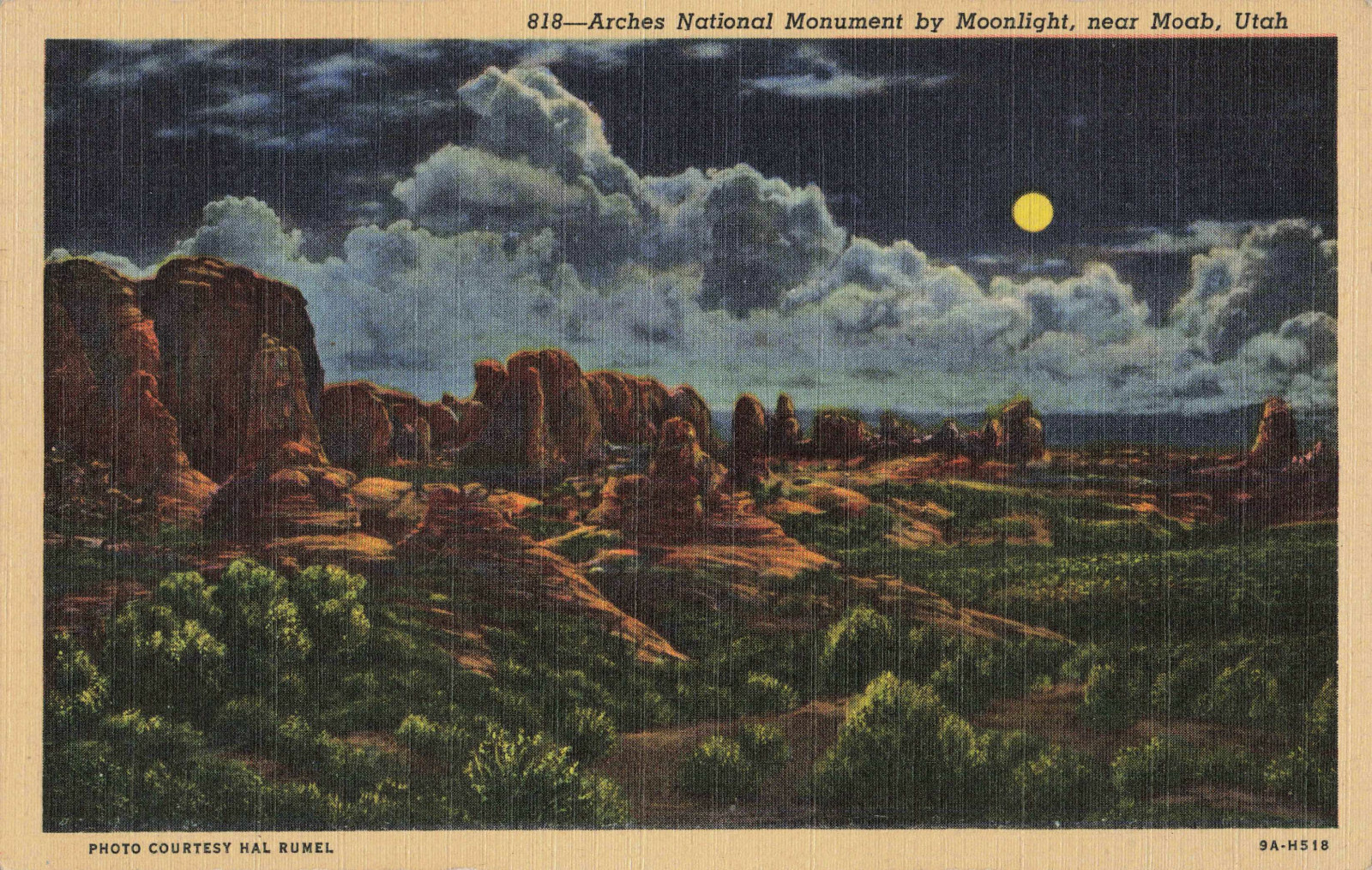 Postcard Arches National Monument By Moonlight Moab Utah | eBay