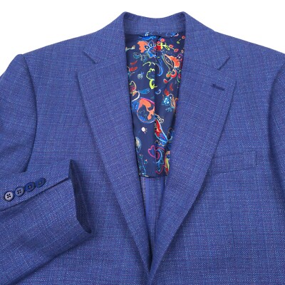 $698 Robert Graham Ringo Blue Mix Melange Sport Coat Blazer Jacket Mens ...