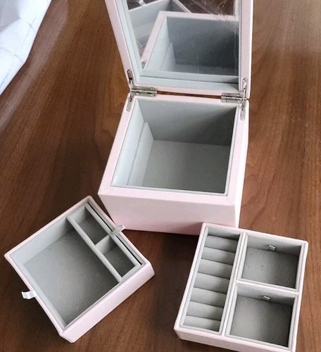 Pandora Pink Jewelry Box Case Organizer 2 Tier Compartments Mirror ...