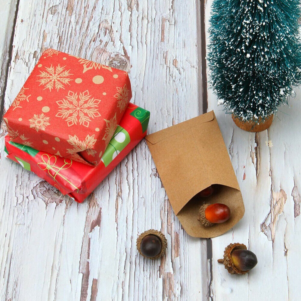 100 Pcs Mini Paper Bags Brown Kraft Food Sandwich Dessert Takeaway ...