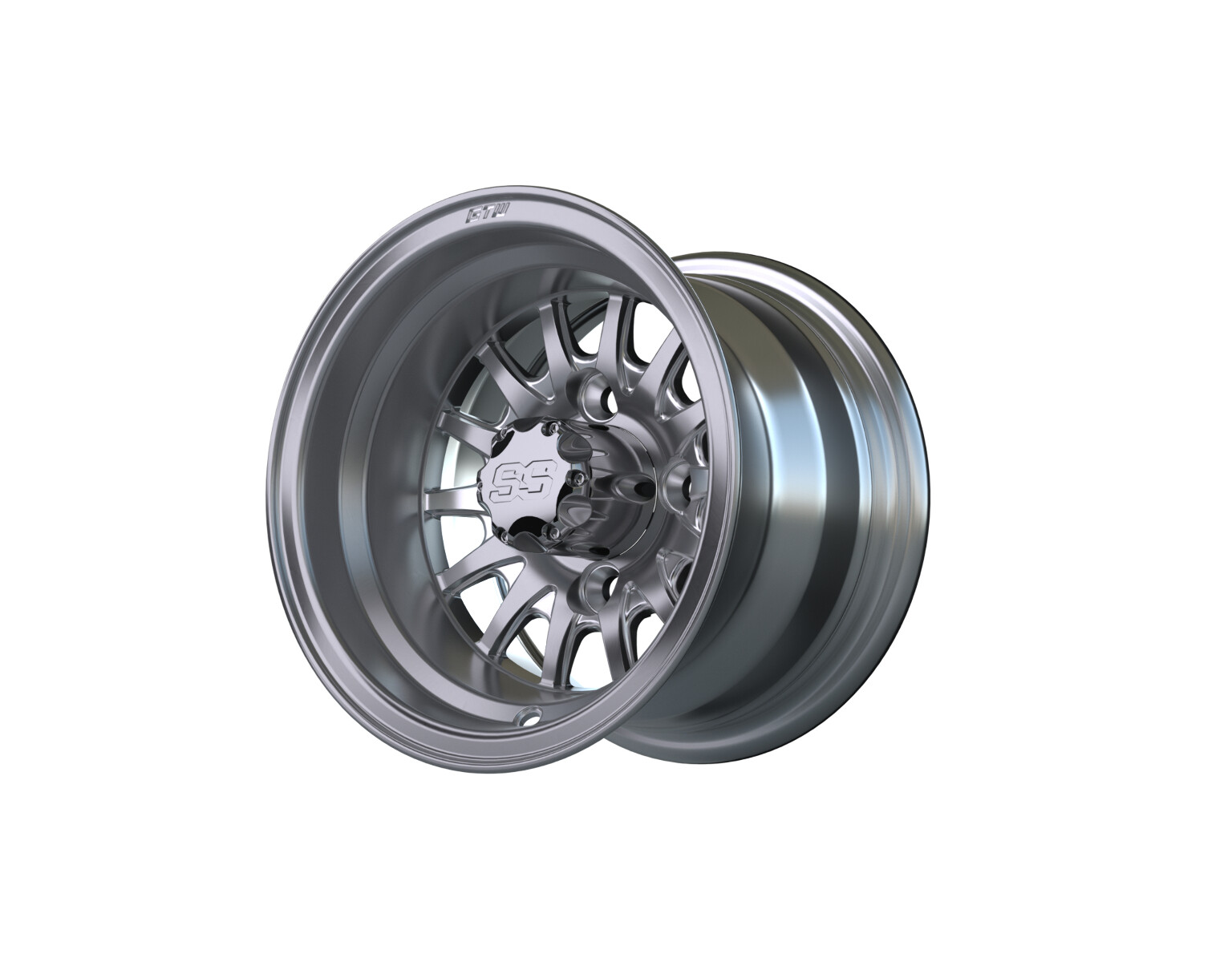 10x7 Silver 14 Spoked Golf Cart Wheel | Centered | 4x101.6mm Bolt ...
