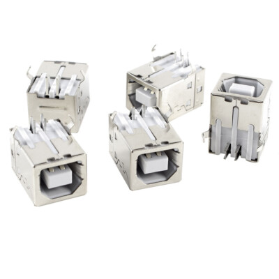 5pcs USB Female Type-B Jack 4 Pin 90 Degree PCB DIP Socket Connector ...