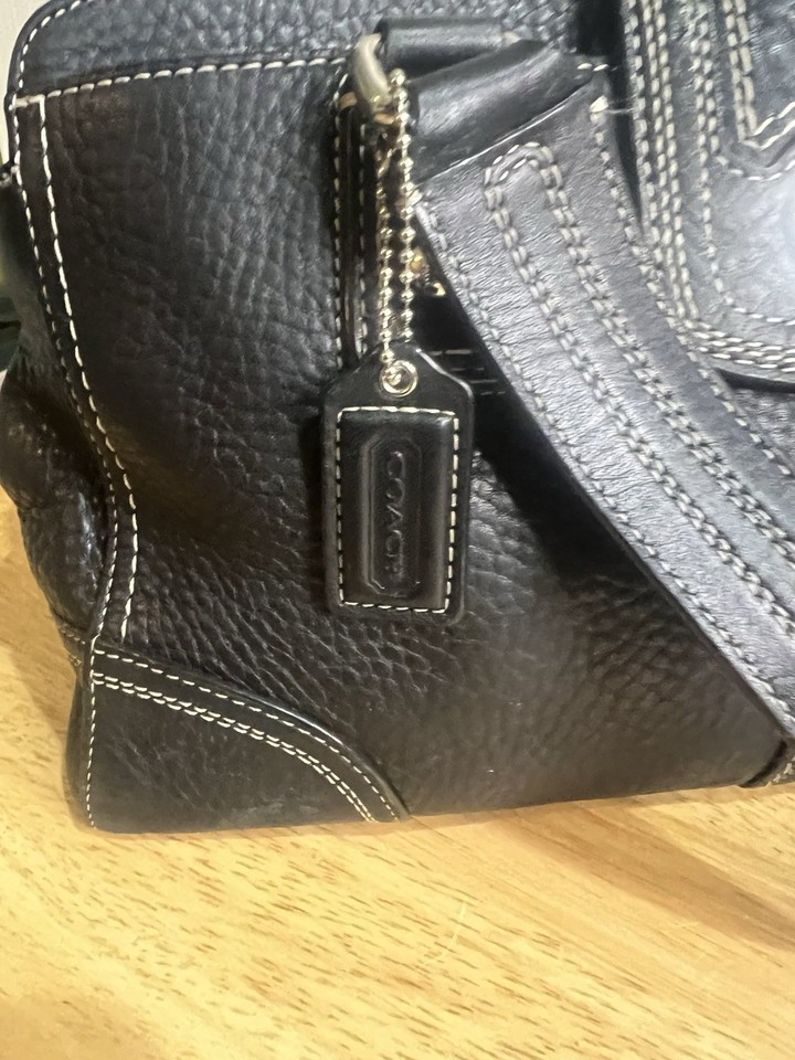 Coach Black Pebbled Leather Satchel Turnlock Shoulder Bag Y2K Style ...