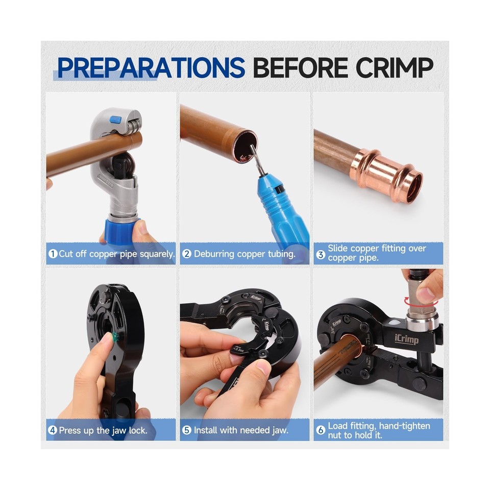 iCrimp Copper Crimping Tool with Cutter, Propress Tool for 1/2" 3/4" 1 ...