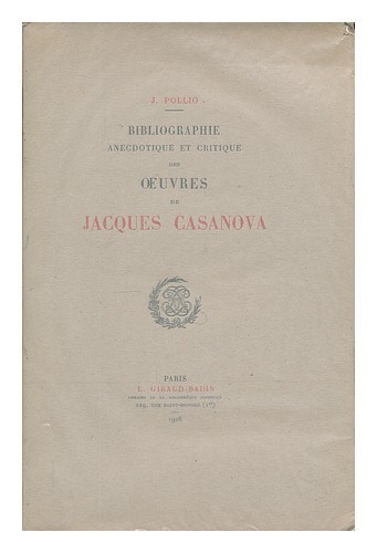 POLLIO, JOSEPH Bibliographie anecdotique et critique des oeuvres de ...