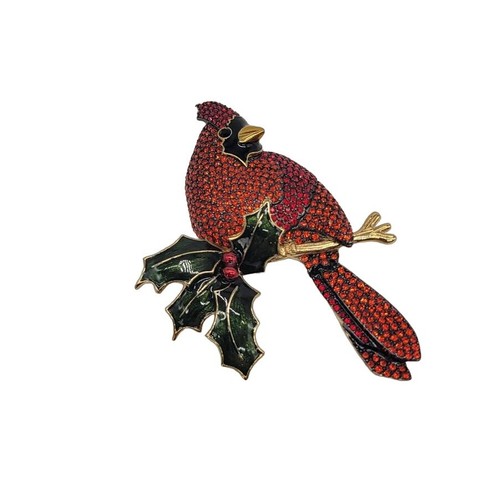 Joan Rivers Large Signed Cardinal Bird Red Swarovski Crystal Enamel ...