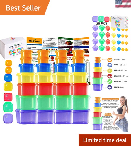 Color-Coded 28-Piece Food Portion Containers with 21-Day Diet Guide ...