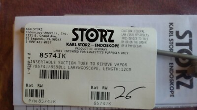 8574JK KARL STORZ INSERTABLE SUCTION TUBE F/ 8574J, 8590LL, WL 12CM | eBay
