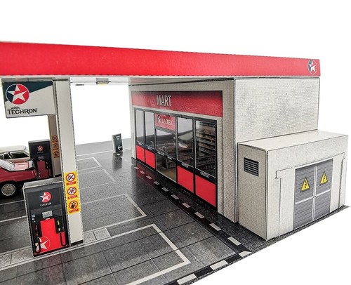 1:64 Scale Petrol Station/Gas Station Paper Diorama Building kits for ...